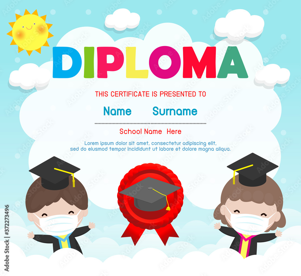 Back to school for new normal lifestyle concept, Graduation kids ...