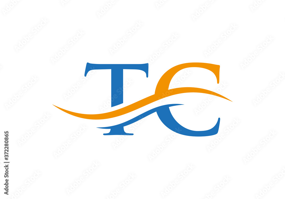 Water Wave TC Logo Vector. Swoosh Letter TC Logo Design for business ...