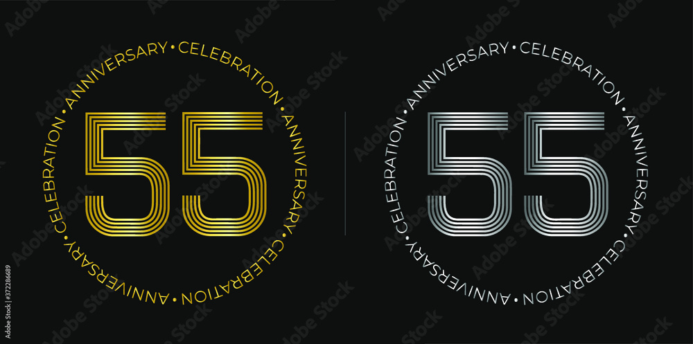 55th birthday. Fifty-five years anniversary celebration banner in ...