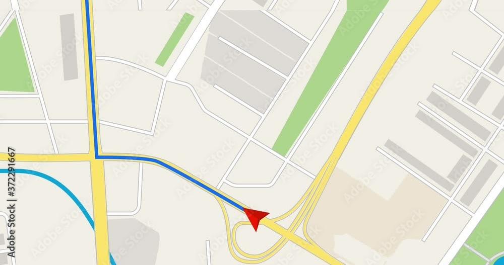 GPS Tracking. GPS navigation concept. Arrow moving forward on a map ...