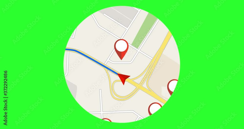 GPS Tracking. GPS navigation concept. Arrow moving forward on a map ...