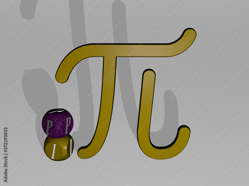PI 3D icon and dice letter text, 3D illustration for background and ...
