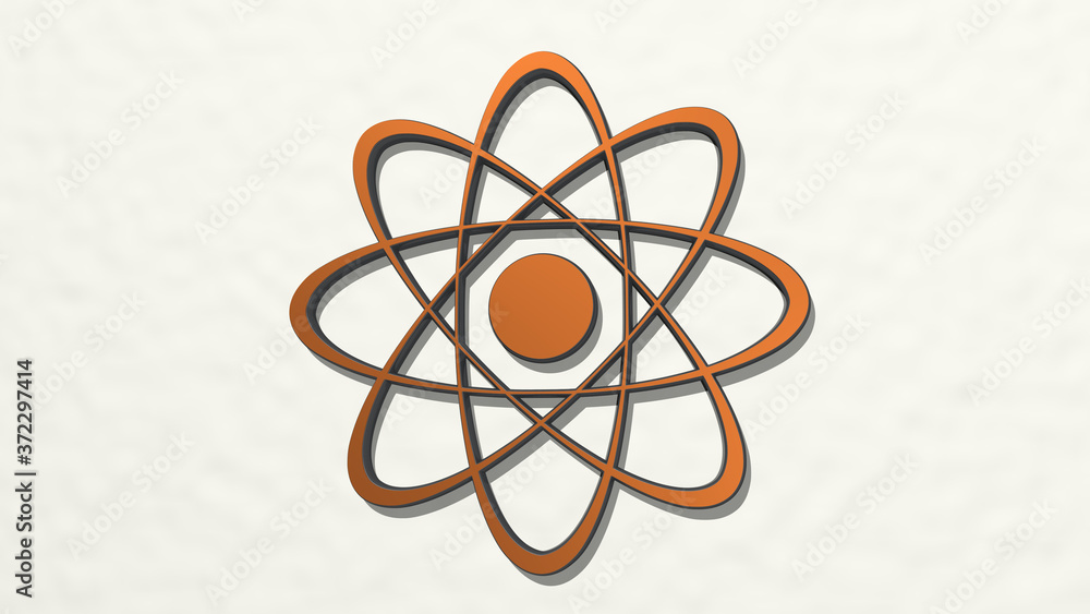 ATOM THEORY BY NUCLEOLUS 3D drawing icon, 3D illustration for ...