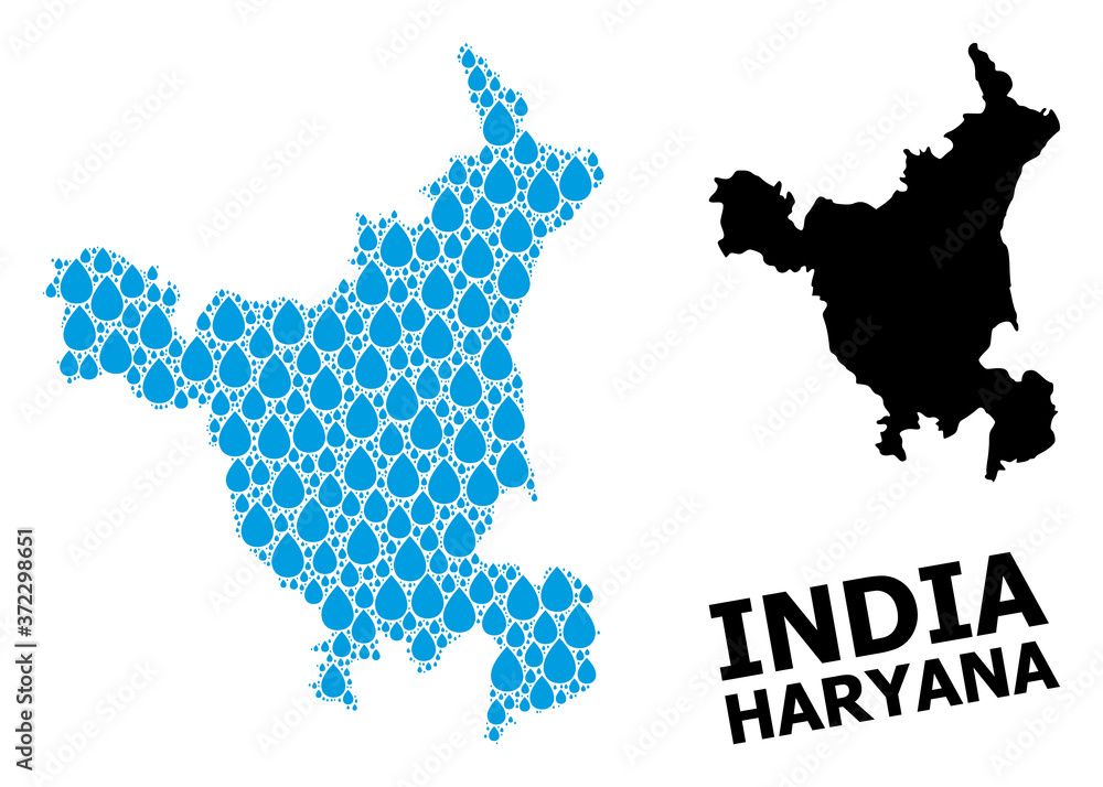 Vector Collage Map of Haryana State of Liquid Tears and Solid Map Stock ...