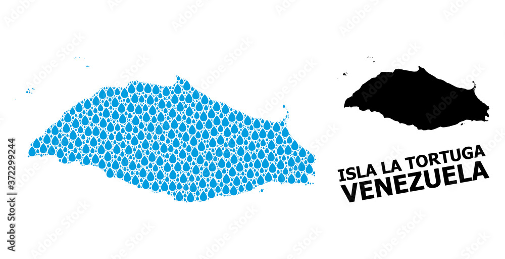 Vector Mosaic Map of Isla La Tortuga of Water Drops and Solid Map Stock ...