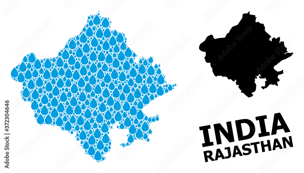 Vector Collage Map of Rajasthan State of Liquid Drops and Solid Map ...