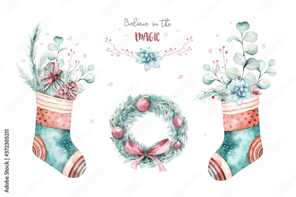 watercolor holiday christmas clipart. Winter decoration element. Merry ...