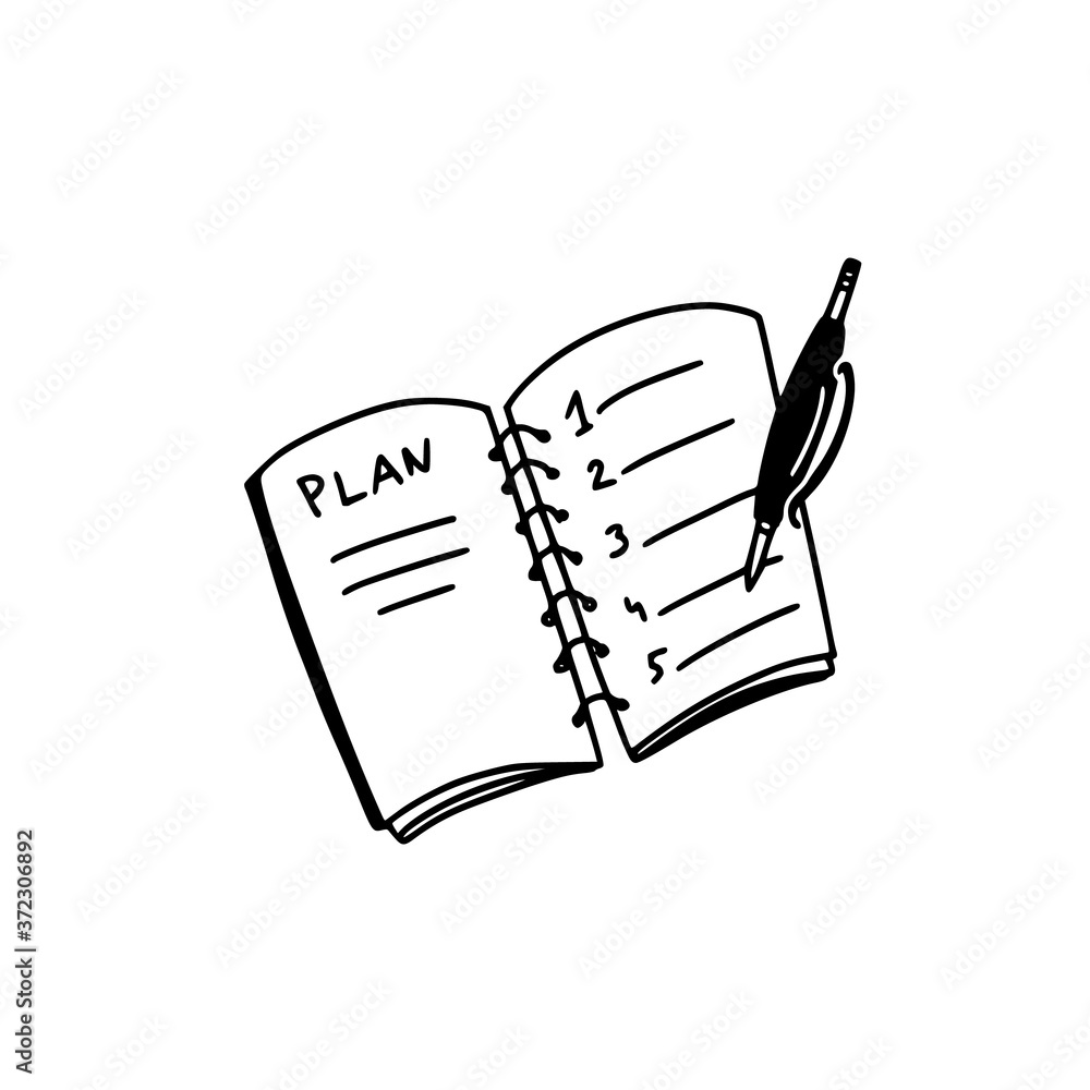 Linear doodle icon - spring planner and pen. List of tasks, tasks for ...