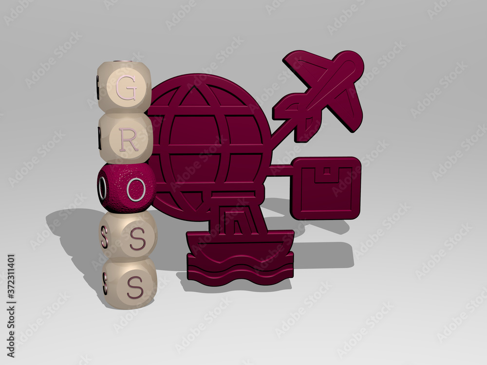 3D representation of GROSS with icon on the wall and text arranged by ...
