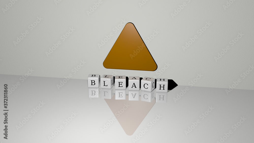 bleach text of cubic dice letters on the floor and 3D icon on the wall ...
