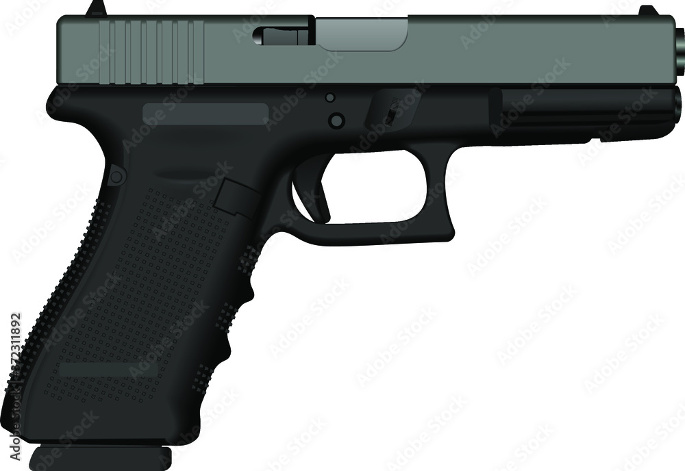 Army automatic pistol right side of weapon. Police force weapon ...