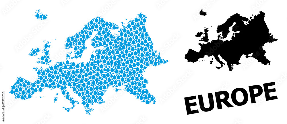 Vector Collage Map of Europe of Liquid Drops and Solid Map Stock Vector ...
