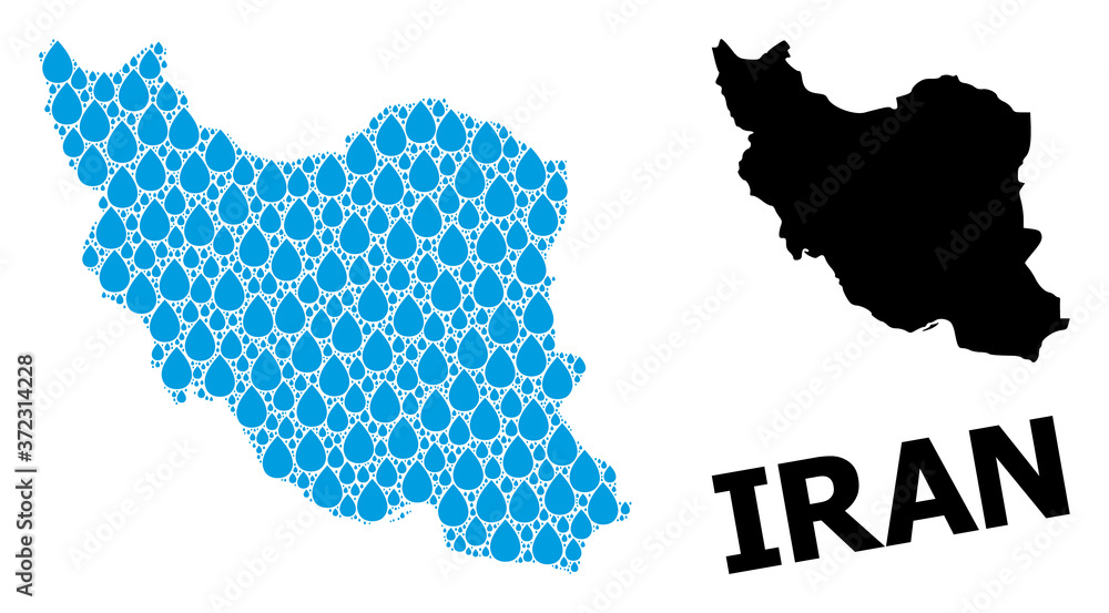 Vector Mosaic Map of Iran of Water Tears and Solid Map Stock Vector ...