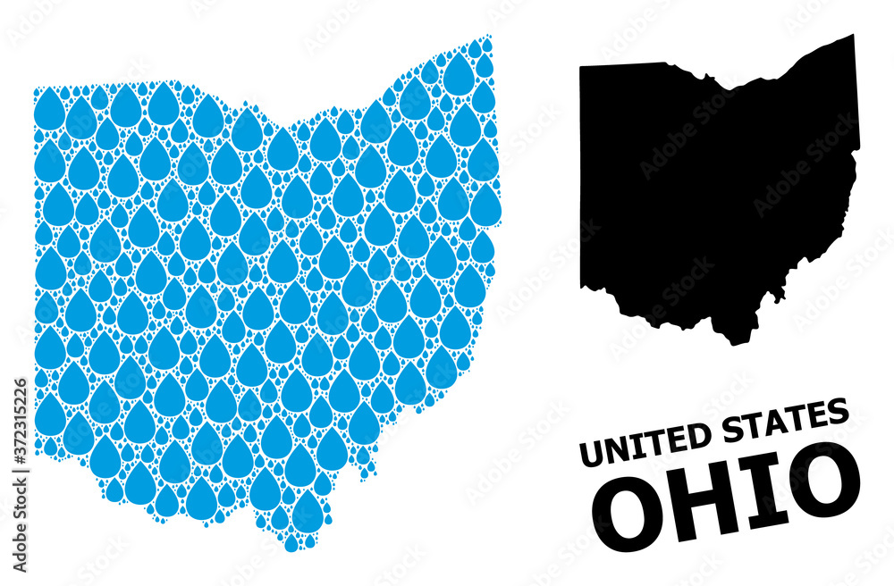 Vector Mosaic Map of Ohio State of Water Tears and Solid Map Stock ...