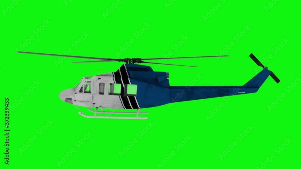 Realistic helicopter flying animation. Side view. Green screen 4k ...