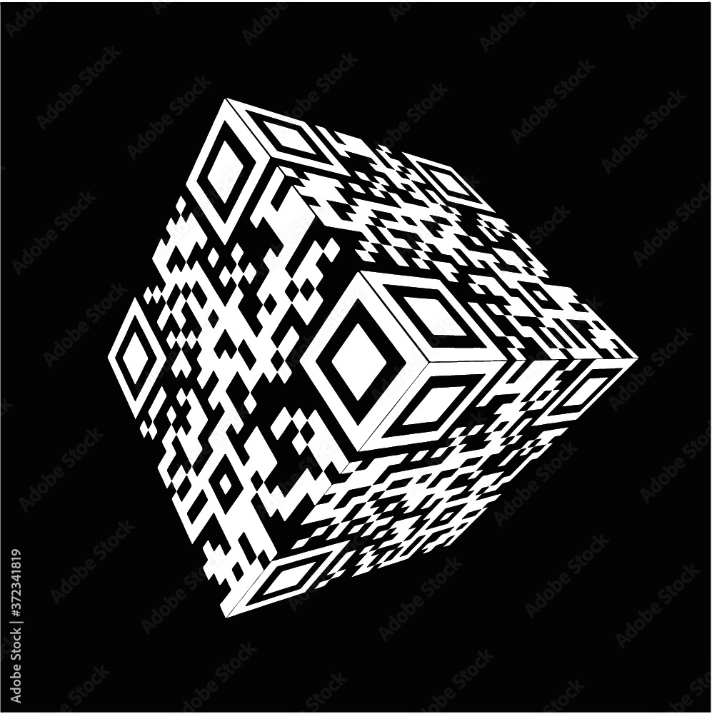 Vecteur Stock Modern Cube qr code Vector. Illustration Isolated On Black Background. A Vector ...