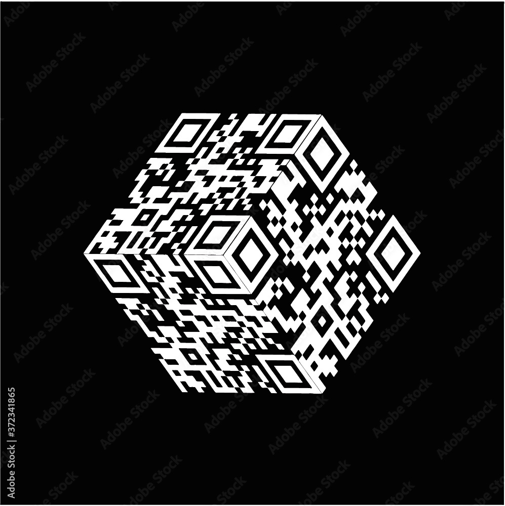 Modern Cube qr code Vector. Illustration Isolated On Black Background ...