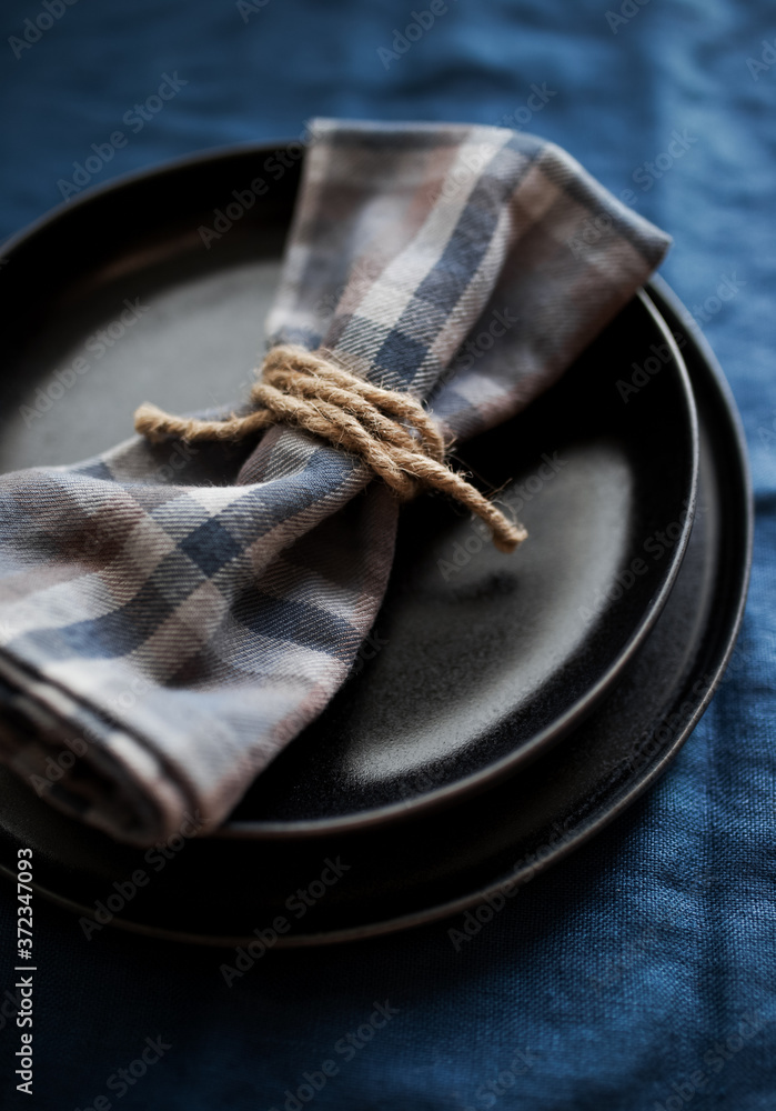 Dark Table Setting Stock Photo | Adobe Stock