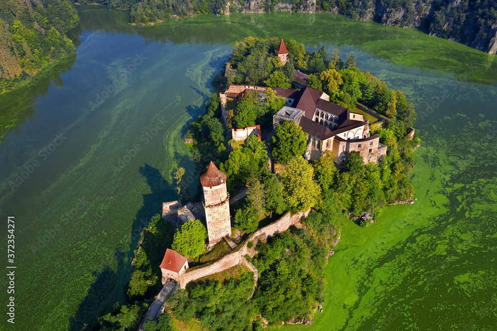 Zvikov castle is a well-preserved Gothic castle standing on a rock ...