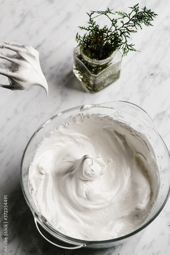 Fluffy Egg Whites Stock Photo | Adobe Stock