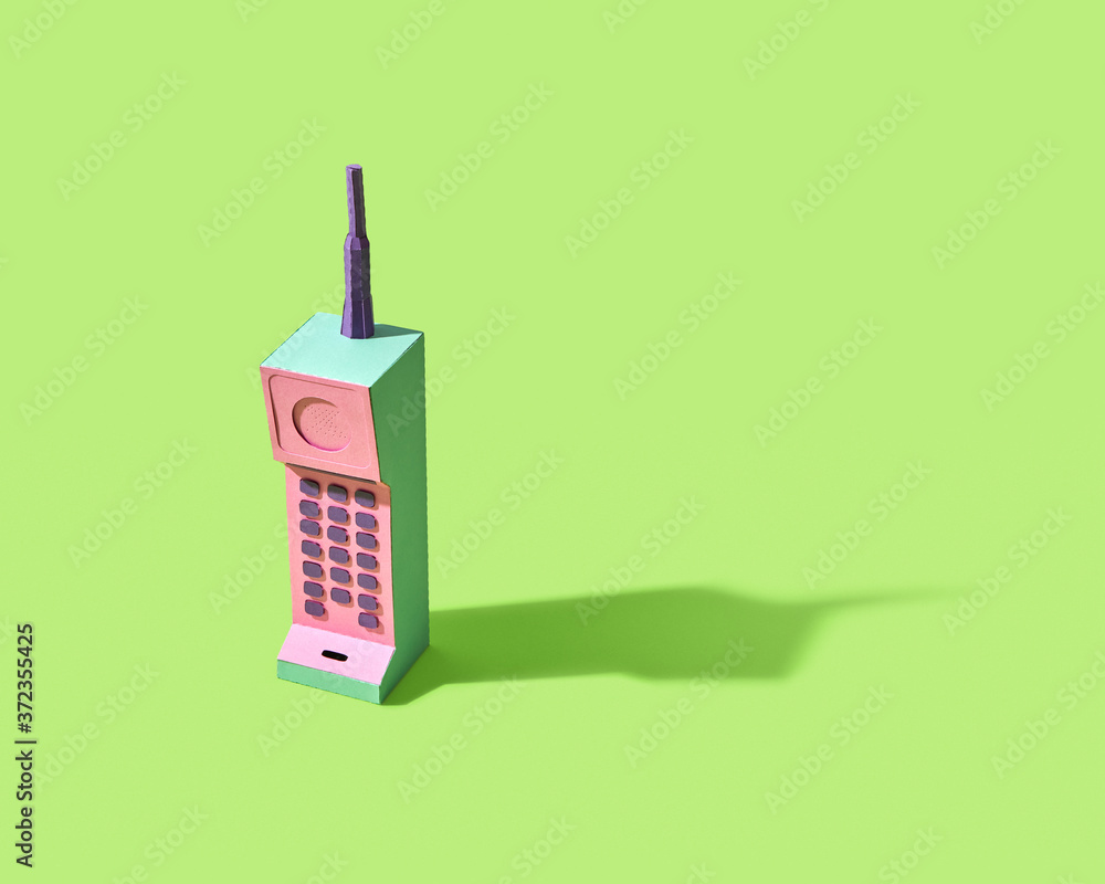 Retro mobile telephone from paper. Stock Photo | Adobe Stock