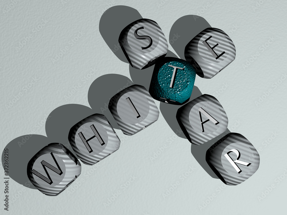 WHITE STAR crossword of dice letters in color, 3D illustration for ...