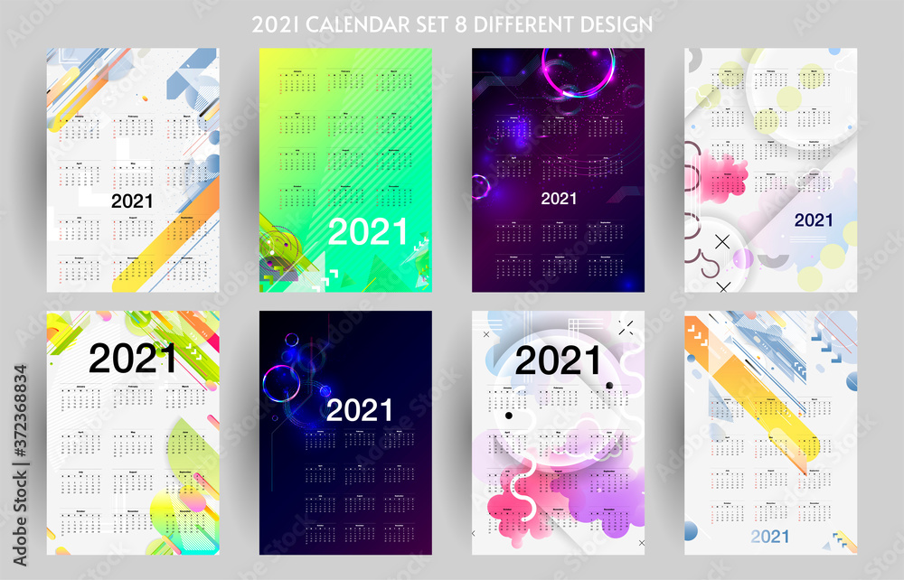 2021 calendar set 8 different design options. US Letter format ...