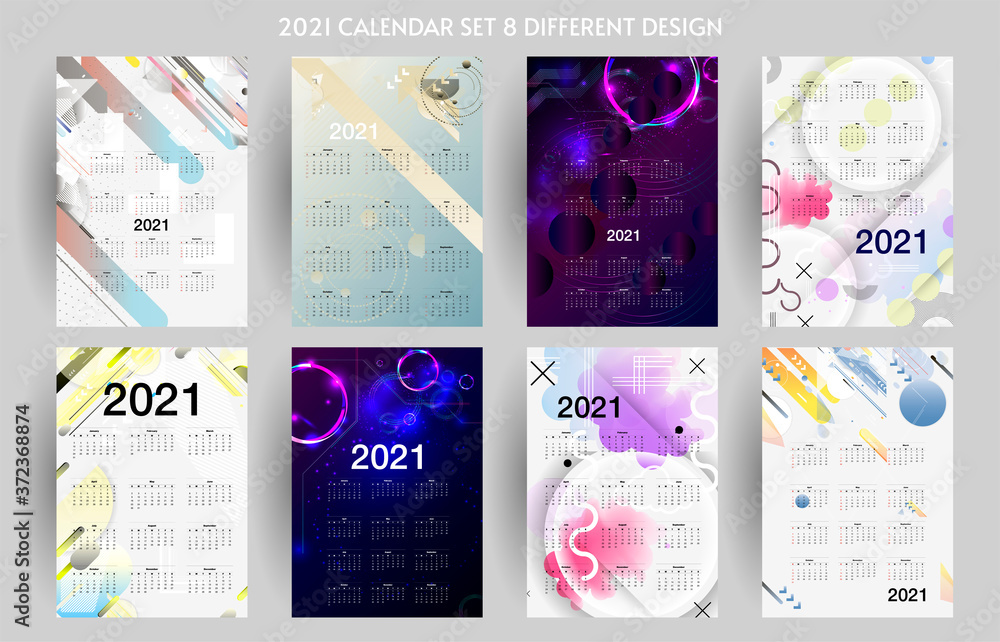 2021 calendar set 8 different design options. US Letter format ...