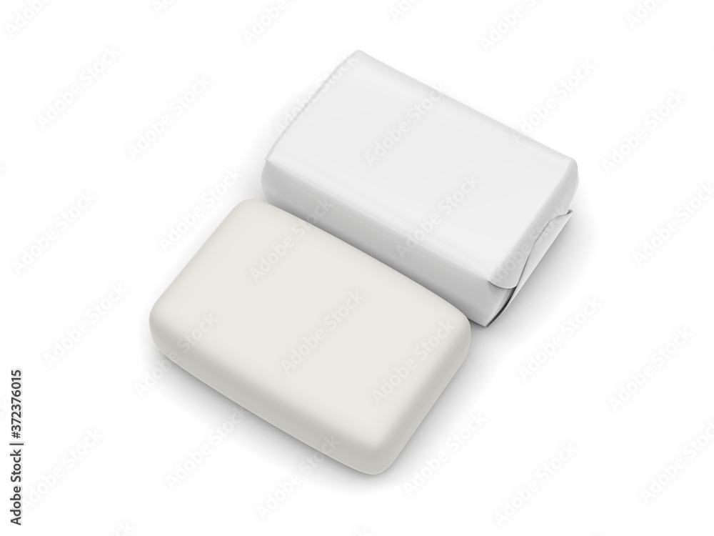Blank soap packaging and soap bar for mockup design and branding. 3d ...