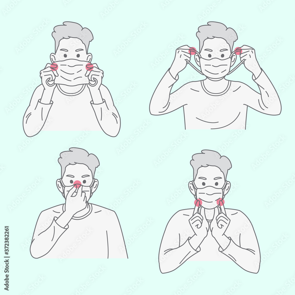 how to wear a mask. the correct method of wearing a mask. illustration ...