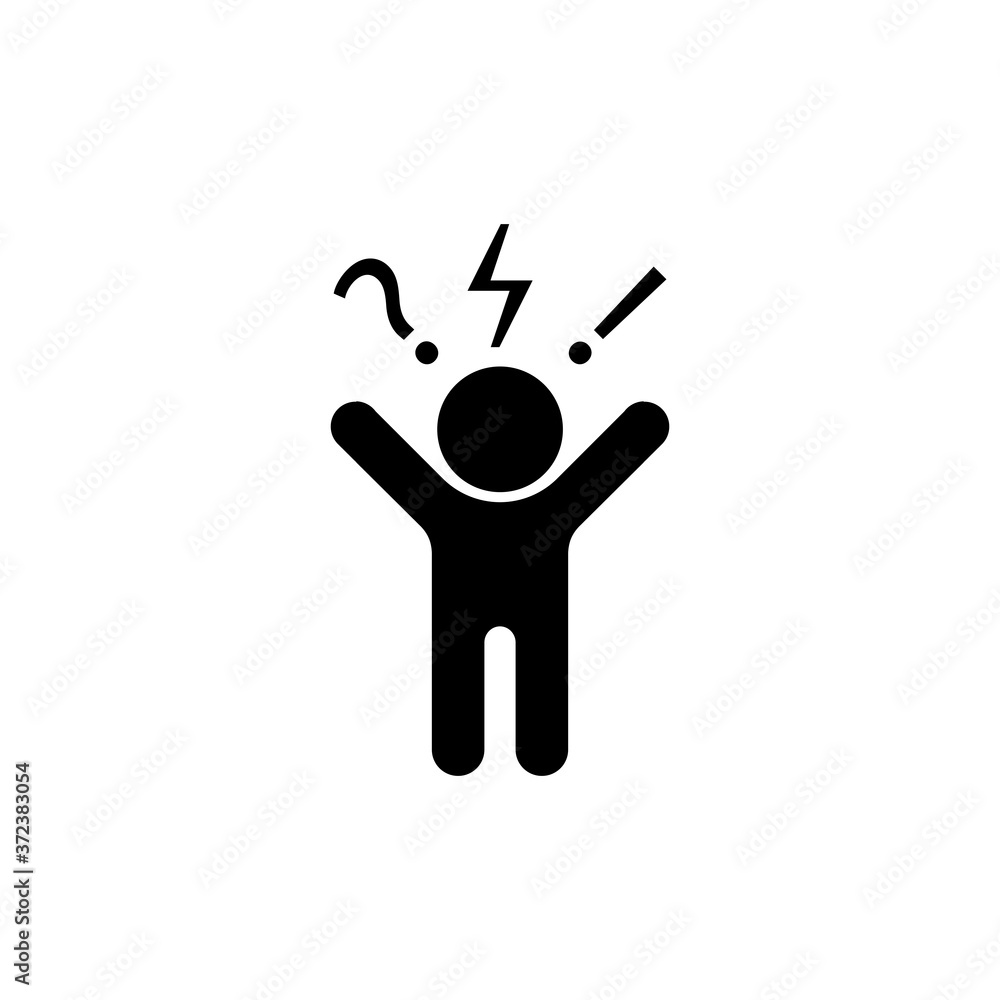 Man, angry, aggressive icon. Negative thinking sign. Bad mood client ...