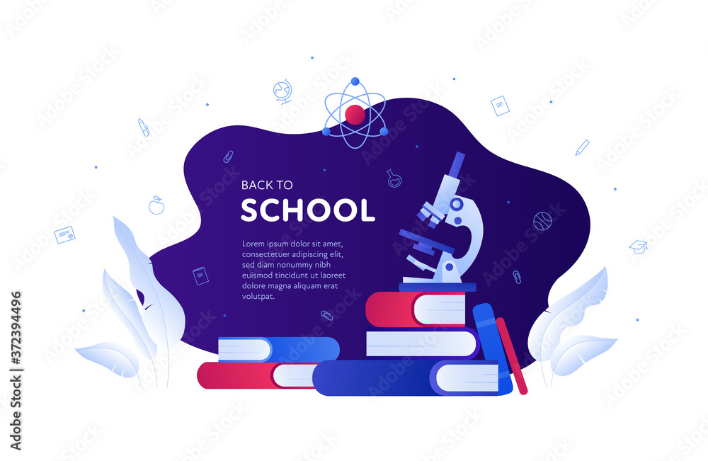 Back to school, education and science concept. Vector flat banner ...