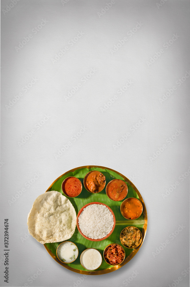 south india meals, meals served on banana leaf brass plate ...