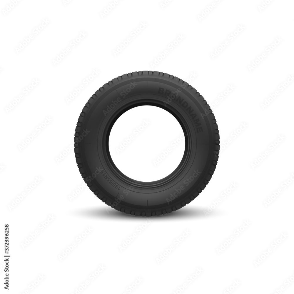 Vehicle black rubber tire isolated mockup. Vector round car wheel ...
