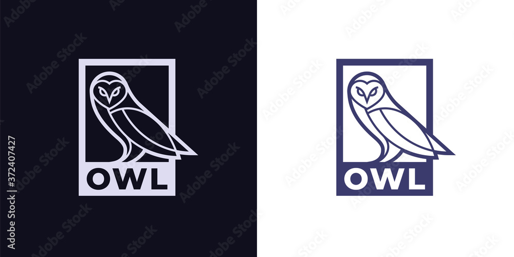 Photo & Art Print Barn Owl logo line icon concept symbol, JoelMasson