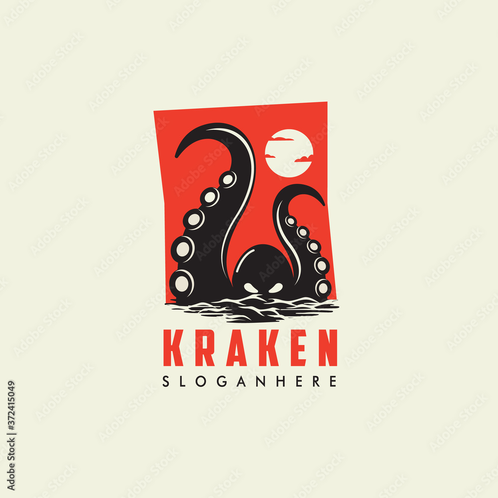 Kraken Flat Logo Design Vector Stock Vector | Adobe Stock