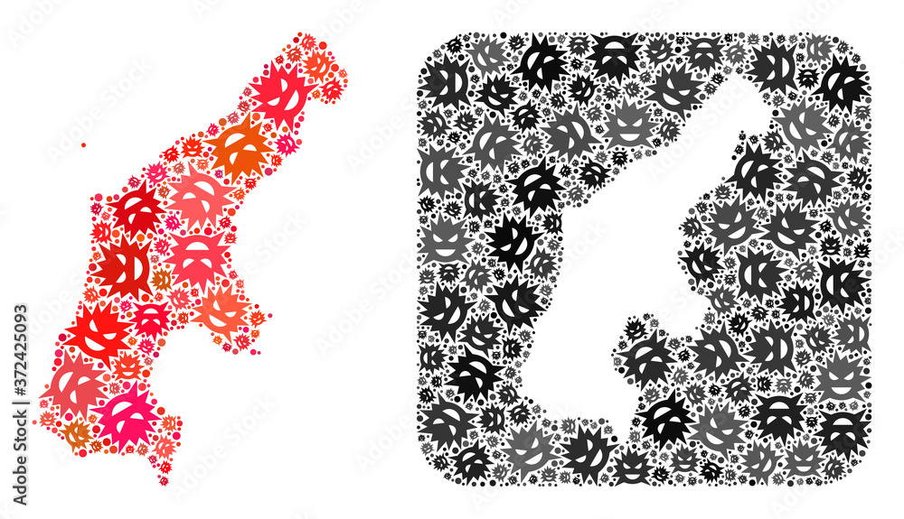 Evil virus map of Saipan Island collage composed with rounded square ...