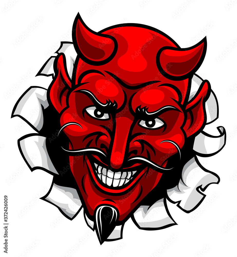 A devil or satan evil mascot cartoon face Stock Vector | Adobe Stock