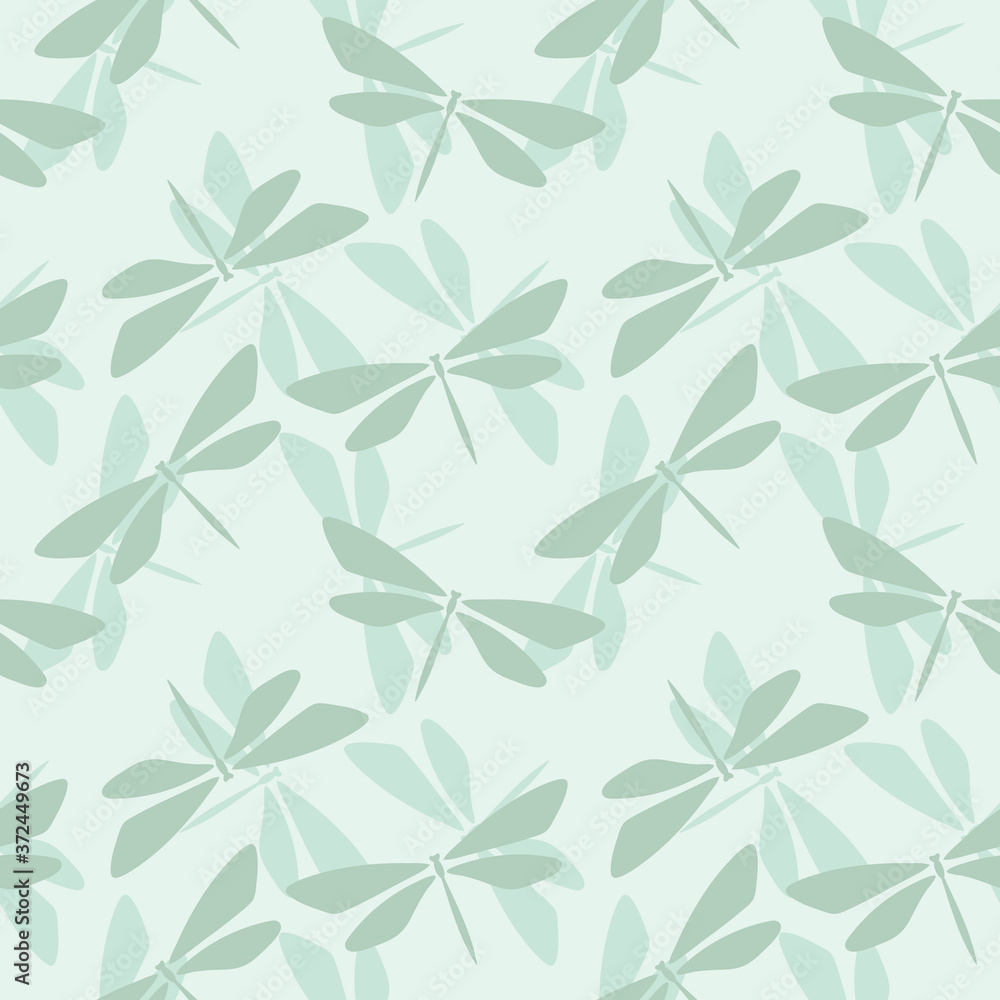 Seamless repeat pattern with dragonfly silhouettes. Random dragonflies ...