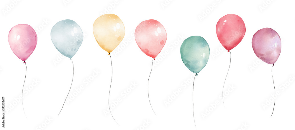 watercolor balloons colorful Stock Illustration | Adobe Stock
