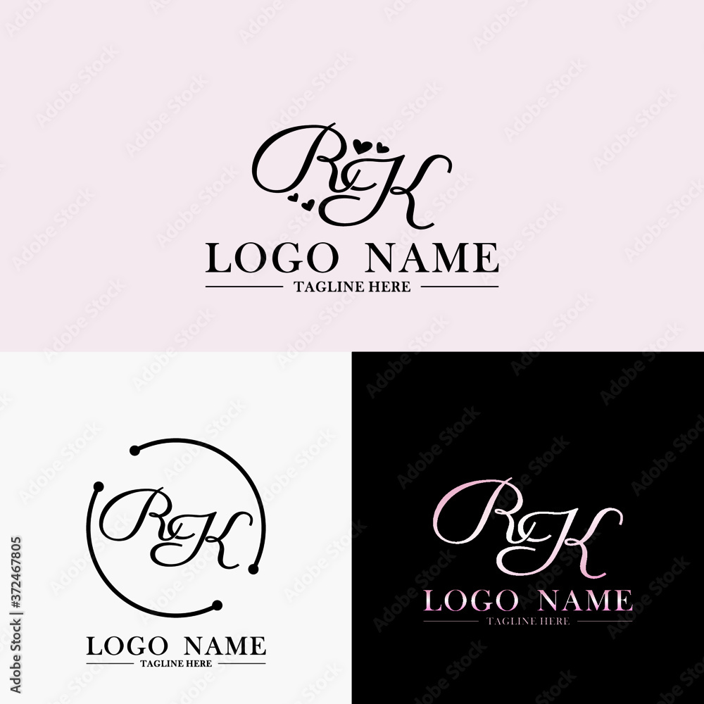 Beauty Monogram Initial Letter RK, Typography Template Design. Stock ...