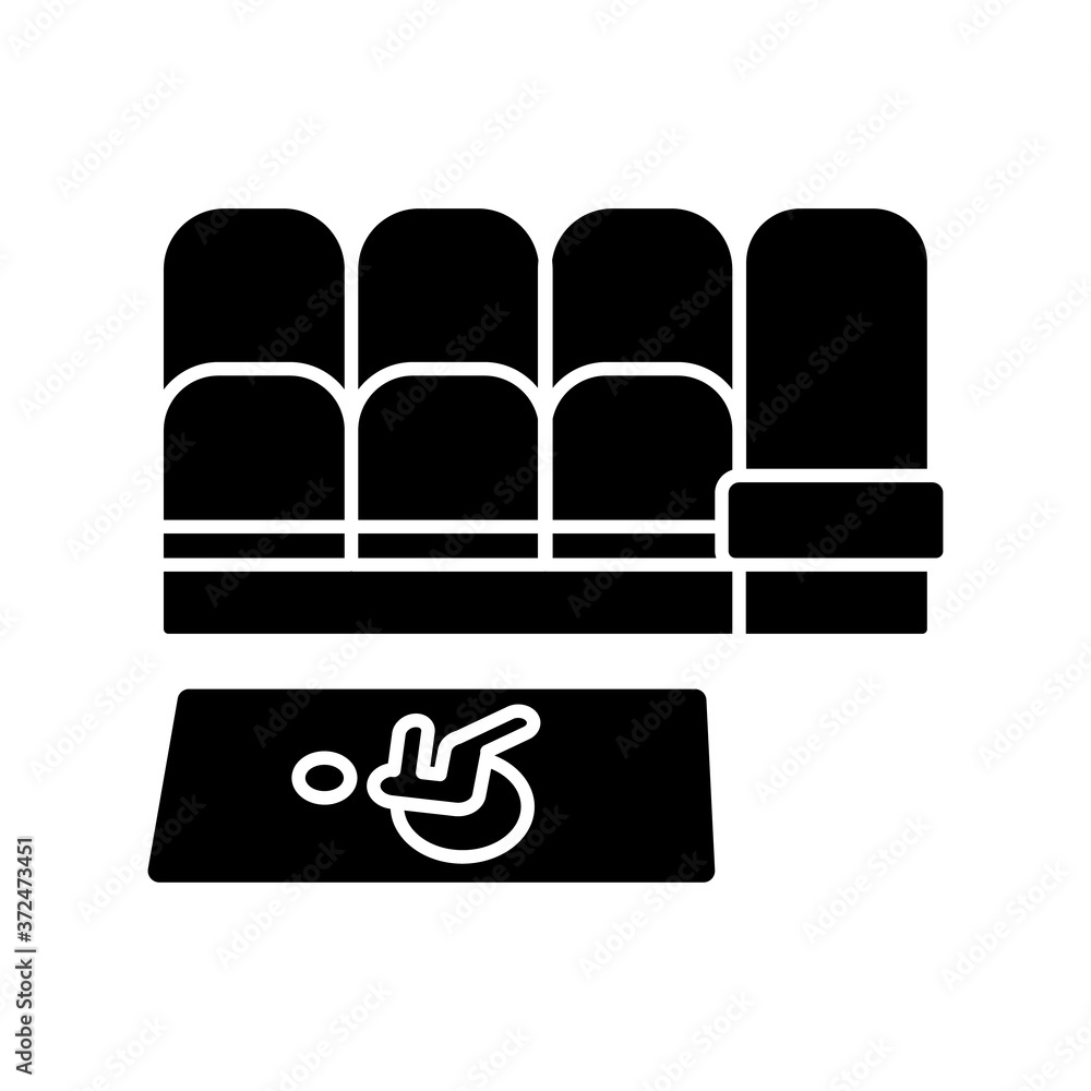 Accessible seating black glyph icon. Accessible seats for disabled ...
