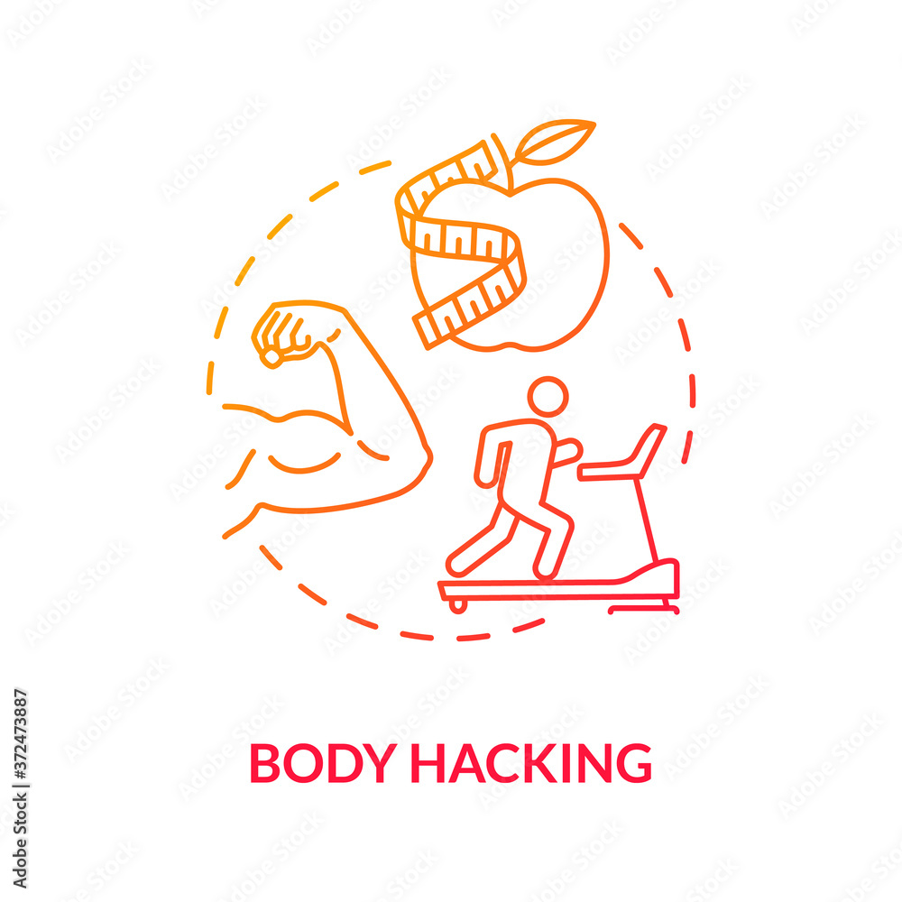 Body hacking concept icon. Healthy lifestyle, biohacking idea thin line ...