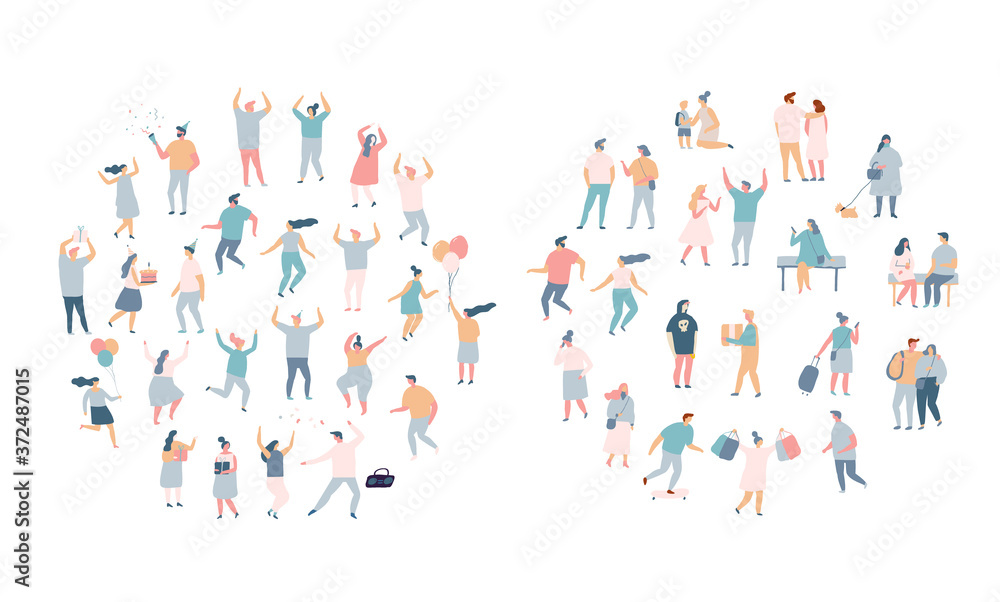 Flat vector people background. Crowd. Different People vector set ...