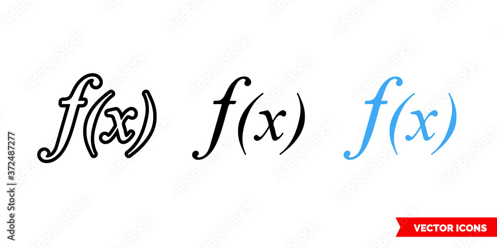 Function Symbol Icon Of 3 Types Color Black And White Outline