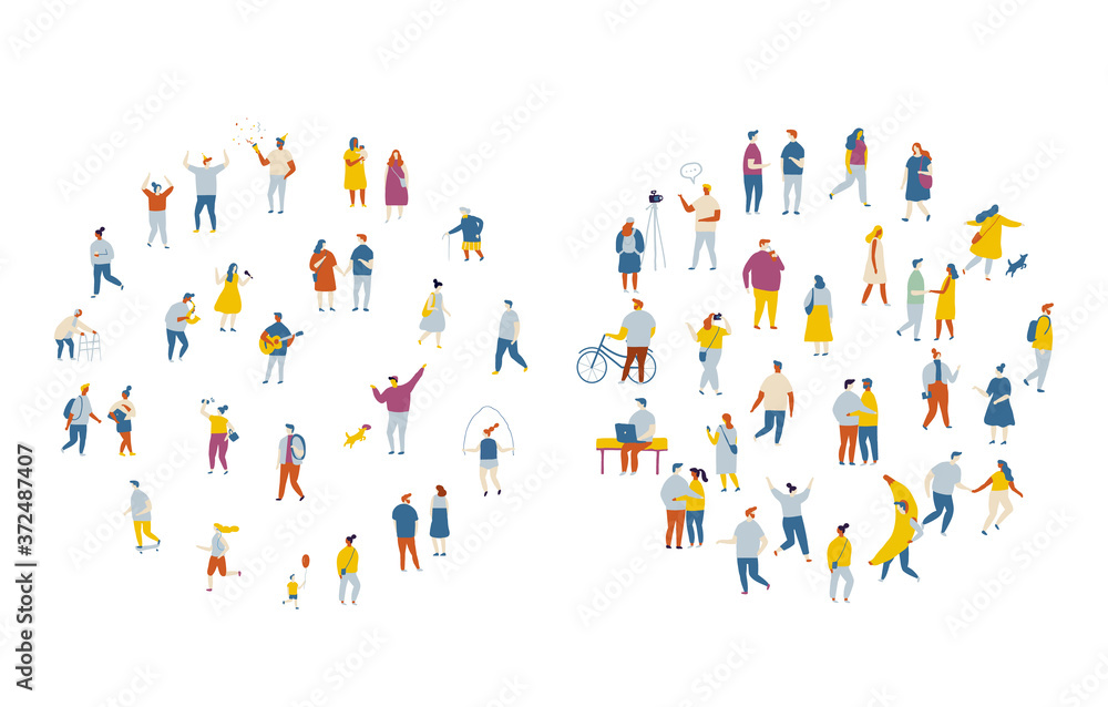 Flat vector people background. Crowd. Different People vector set ...
