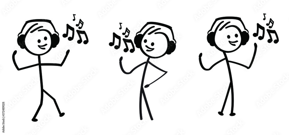 Stick Figure Listening To Music