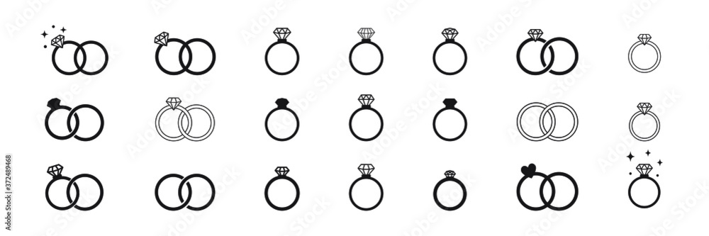 Wedding Ring With Diamond icon vector Stock Vector | Adobe Stock