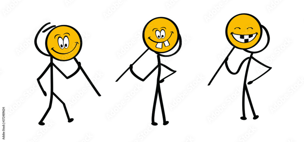 Kids playing running, jumping Happy smile stickman emoji icons Funny ...