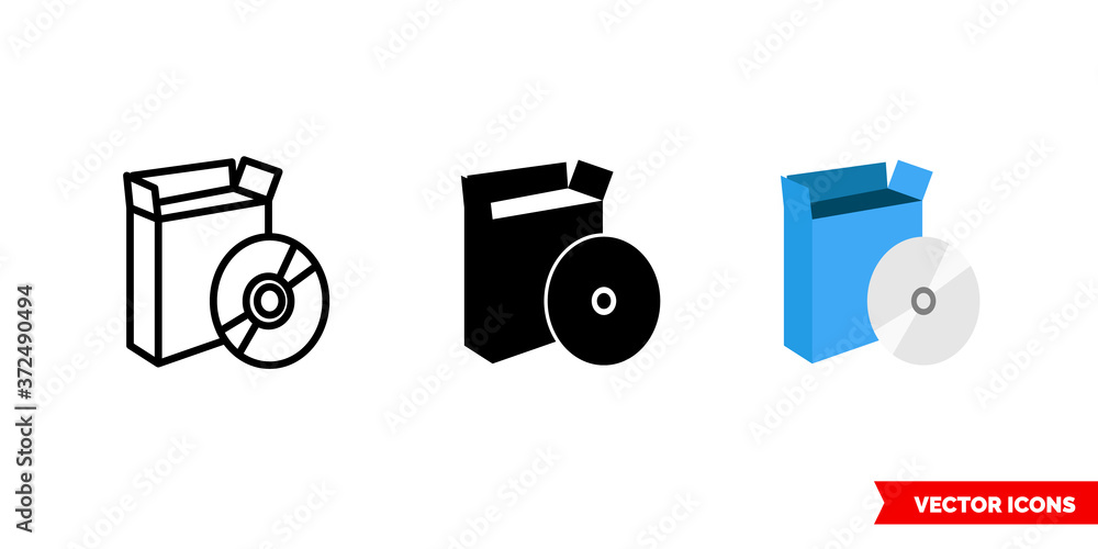 Install setup icon of 3 types color, black and white, outline. Isolated ...